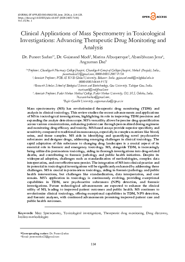 (PDF) Clinical Applications of Mass Spectrometry in Toxicological ...