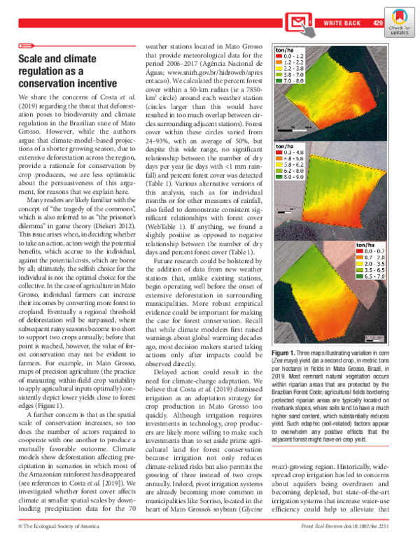 (PDF) Scale and climate regulation as a conservation incentive