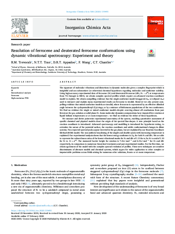 (PDF) Resolution of ferrocene and deuterated ferrocene conformations using dynamic vibrational ...