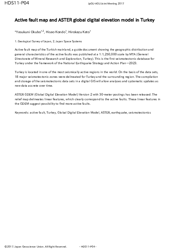(PDF) Active fault map and ASTER global digital elevation model in Turkey | Yasukuni Okubo ...