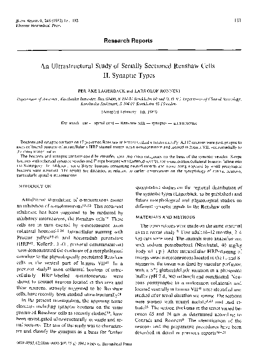 (PDF) An ultrastructural study of serially sectioned renshaw cells. I ...