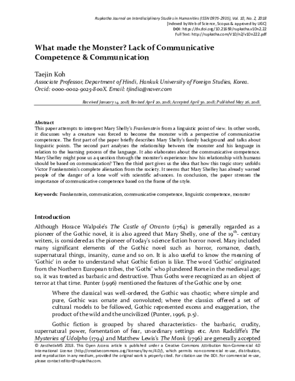 (PDF) What made the Monster? Lack of Communicative Competence Communication