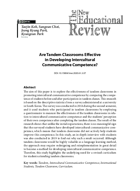 (PDF) Are Tandem Classrooms Effective in Developing Intercultural ...
