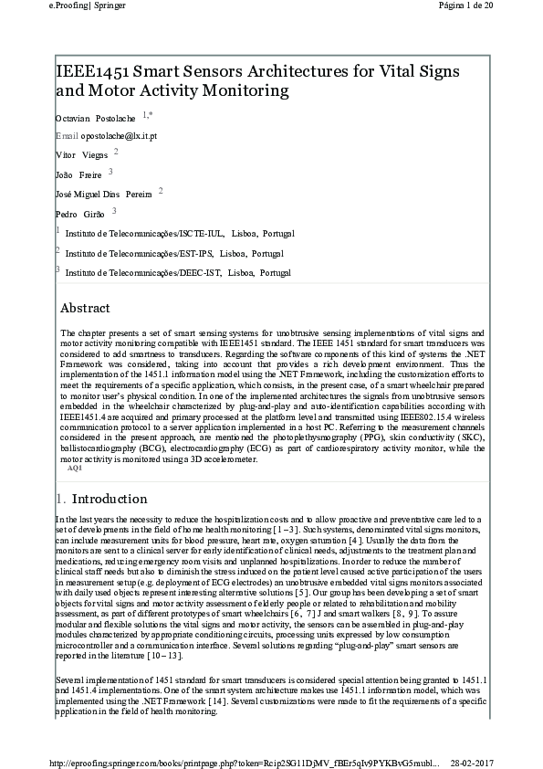 (PDF) IEEE1451 Smart Sensors Architectures for Vital Signs and Motor ...