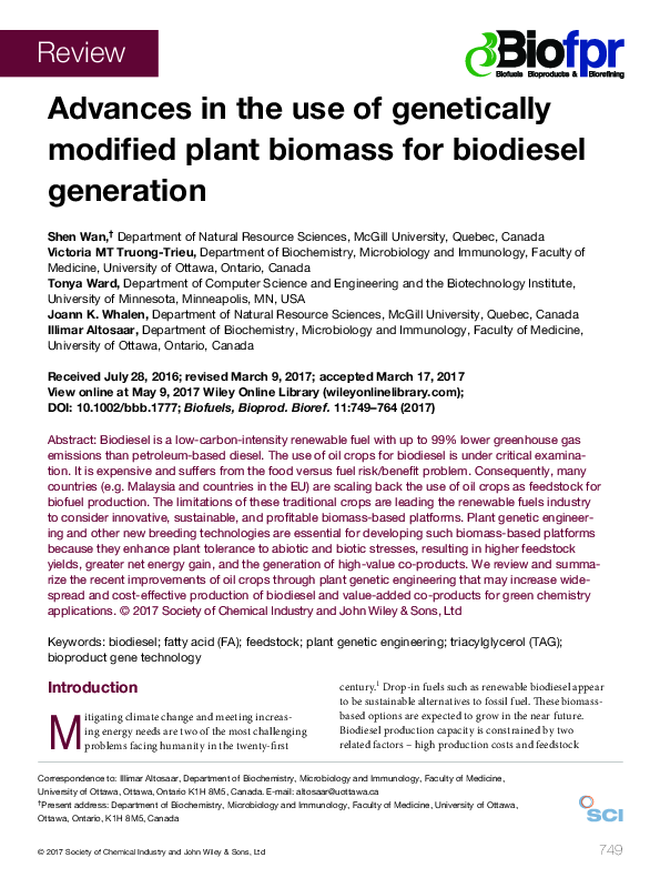 (PDF) Advances in the use of genetically modified plant biomass for ...
