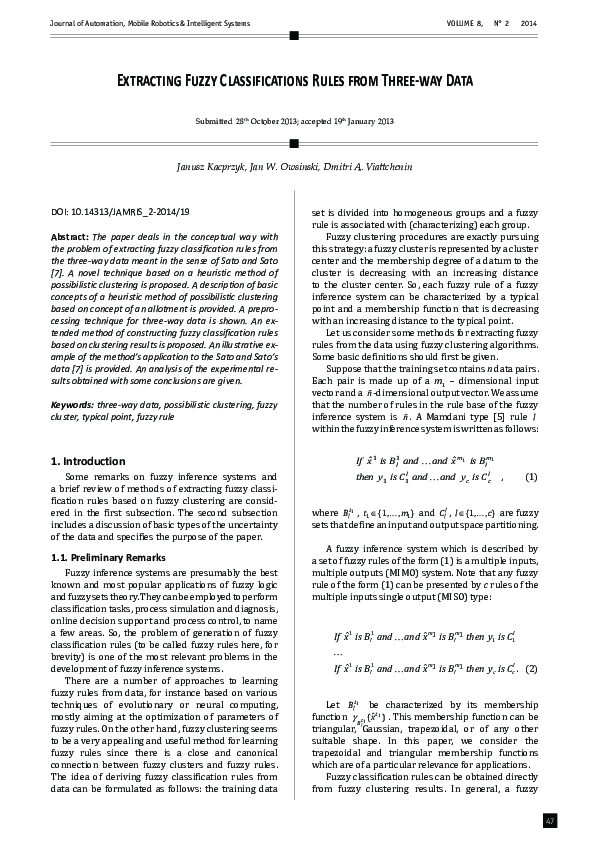 (PDF) Extracting fuzzy classifications rules from three-way data