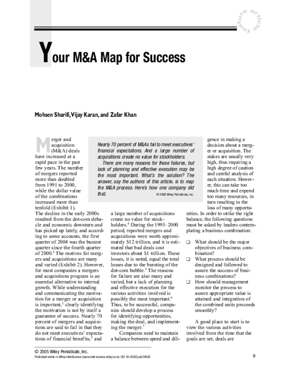 (PDF) Your M&A map for success