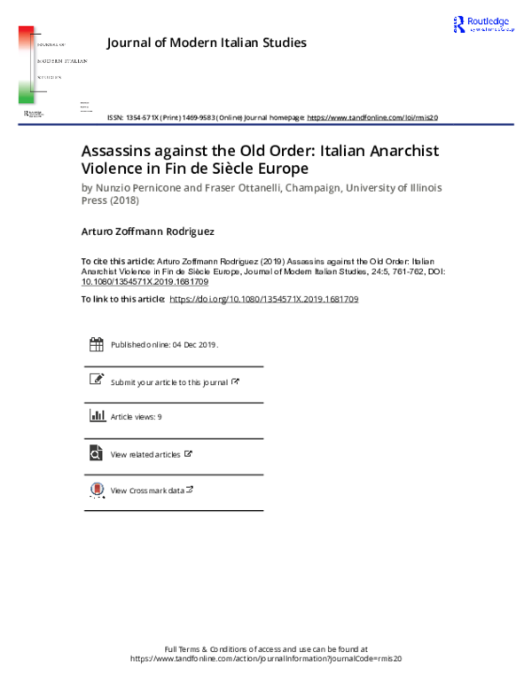 (PDF) Assassins against the Old Order: Italian Anarchist Violence in ...