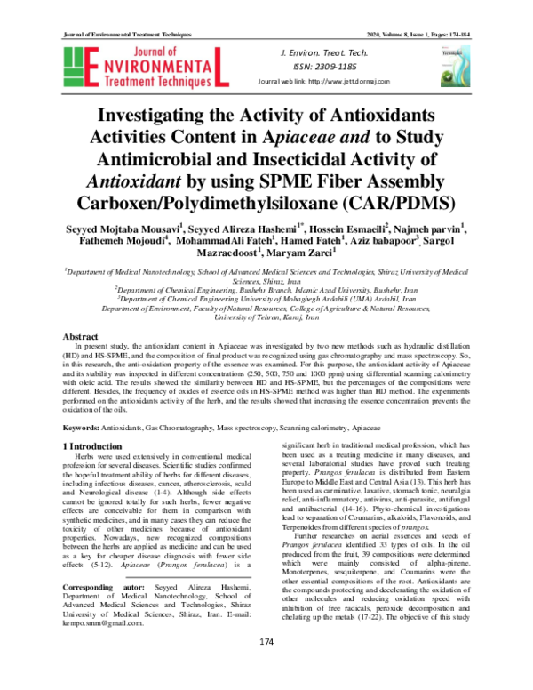 (PDF) Investigating the Activity of Antioxidants Activities Content in ...
