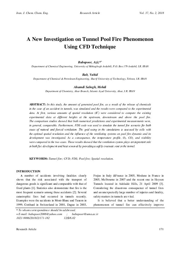 (PDF) A New Investigation on Tunnel Pool Fire Phenomenon Using CFD ...