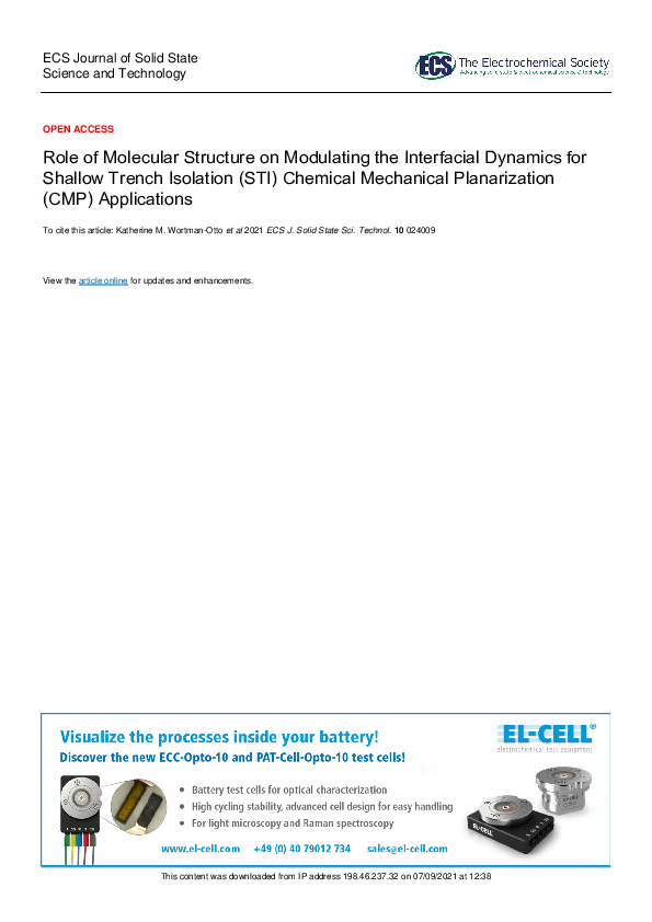 (PDF) Role of Molecular Structure on Modulating the Interfacial Dynamics for Shallow Trench ...