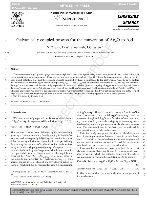(PDF) Galvanically coupled process for the conversion of Ag2O to AgI