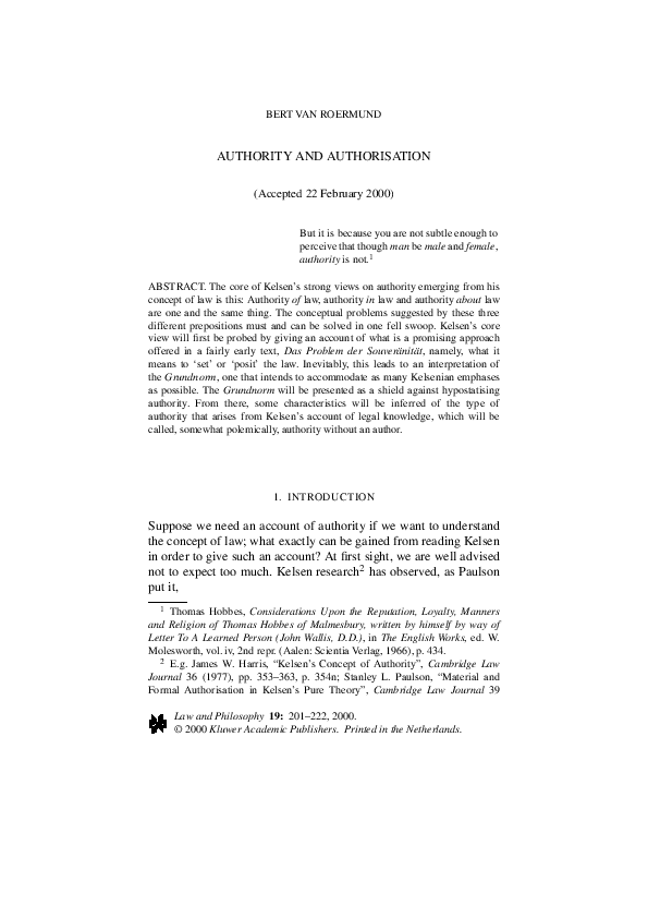 (PDF) Authority and Authorisation