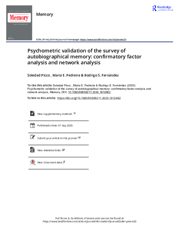 (PDF) Psychometric validation of the survey of autobiographical memory: confirmatory factor ...