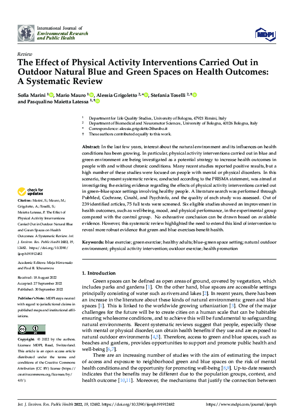(PDF) The Effect of Physical Activity Interventions Carried Out in Outdoor Natural Blue and ...