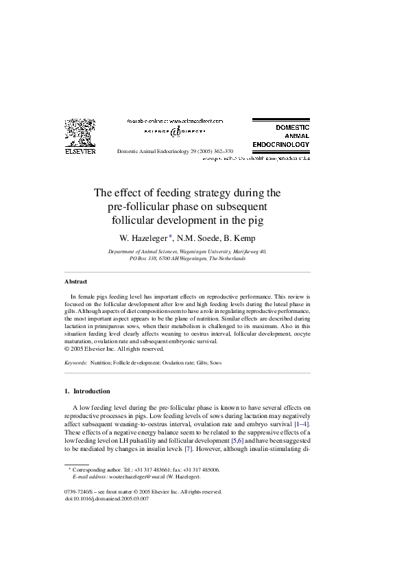 (PDF) The effect of feeding strategy during the pre-follicular phase on ...