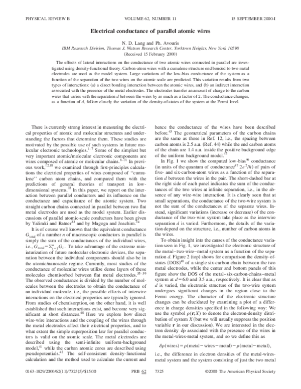 (PDF) Electrical conductance of parallel atomic wires