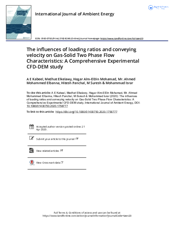 (PDF) The influences of loading ratios and conveying velocity on gas ...