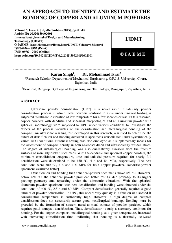 (PDF) An Approach to Identify and Estimate the Bonding of Copper and ...