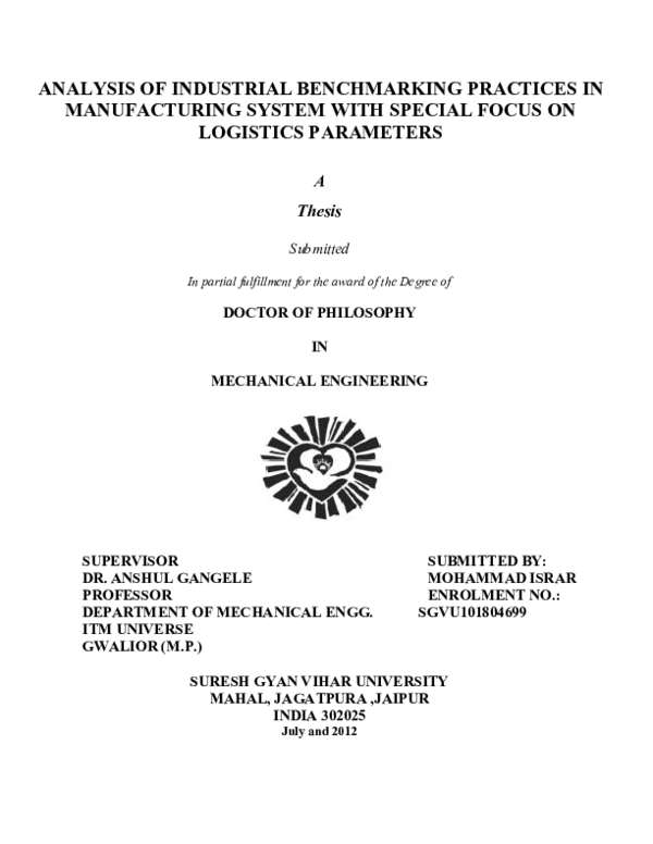 (PDF) Analysis of industrial benchmarking practices in manufacturing ...