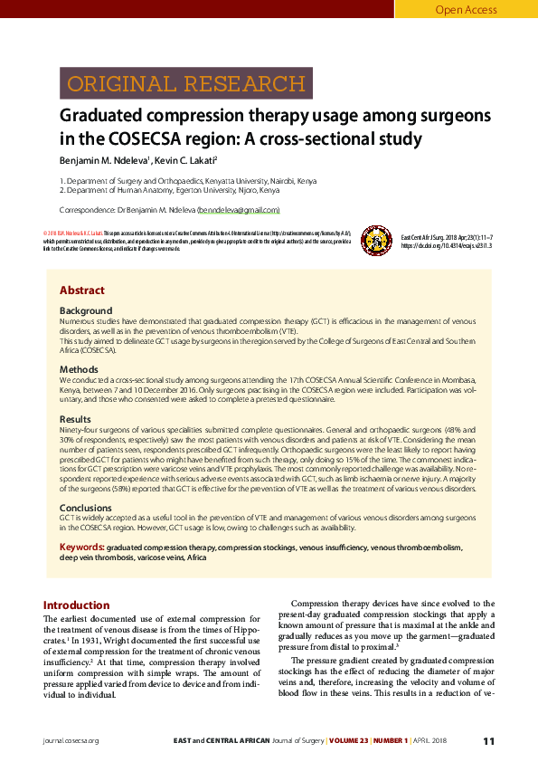 (PDF) Graduated compression therapy usage among surgeons in the COSECSA ...
