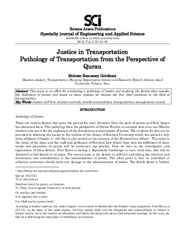(PDF) Justice in Transportation Pathology of Transportation from the ...
