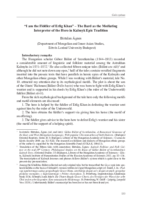 (PDF) Biralan Ágnes:“I am the Fiddler of Erlig Khan” – The Bard as the ...