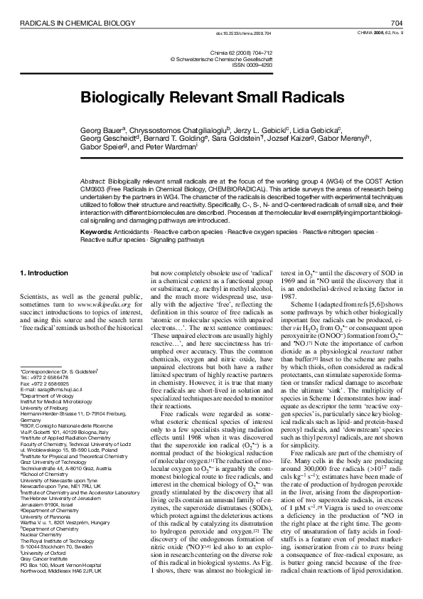 (PDF) Biologically Relevant Small Radicals