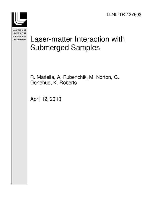 (PDF) Laser-matter Interaction with Submerged Samples