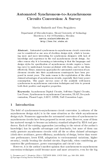 Pdf Automated Synchronous To Asynchronous Circuits Conversion A Survey