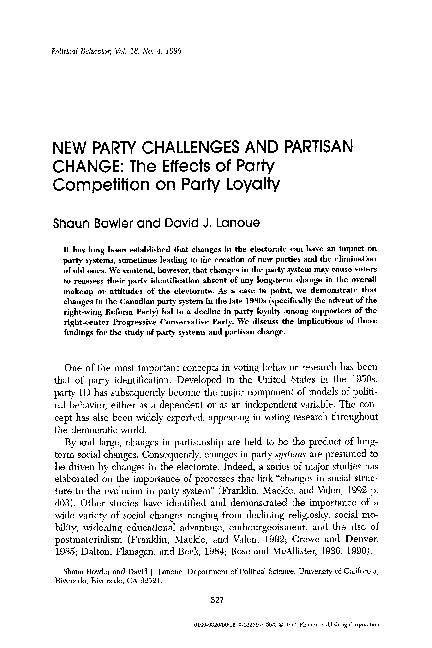 (PDF) New party challenges and partisan change: The effects of party ...