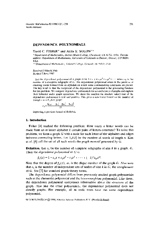 (PDF) Dependence polynomials
