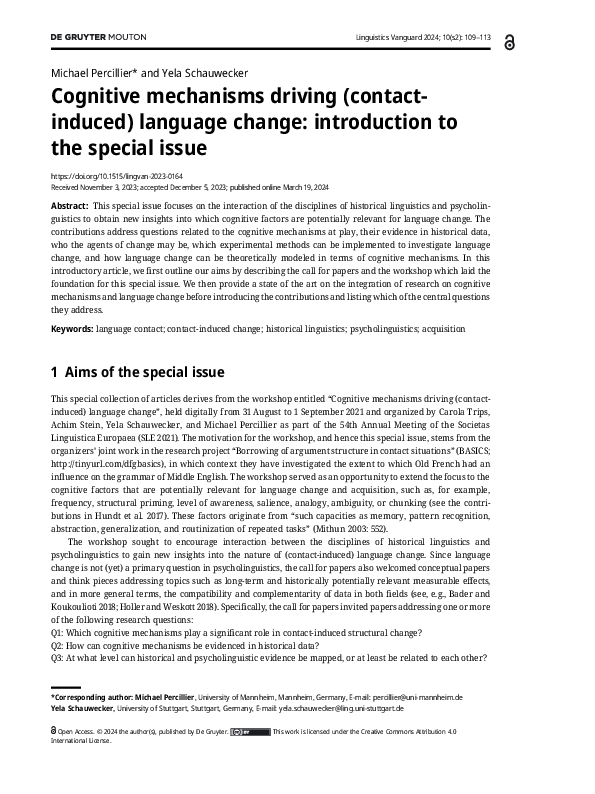 (PDF) Cognitive mechanisms driving (contactinduced) language change ...