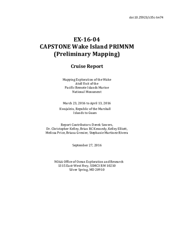 (PDF) Cruise Report: EX-16-04, CAPSTONE Wake Island PRIMNM (Preliminary ...