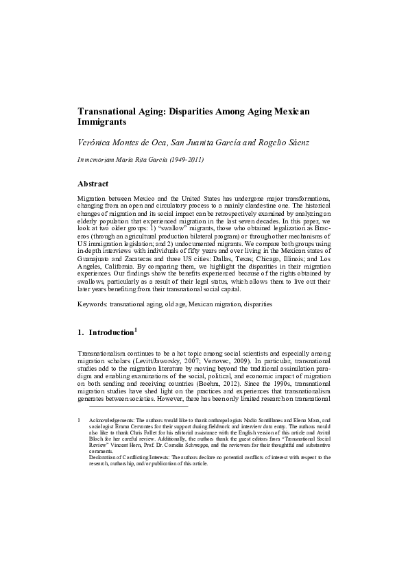 (PDF) Transnational Aging: Disparities Among Aging Mexican Immigrants