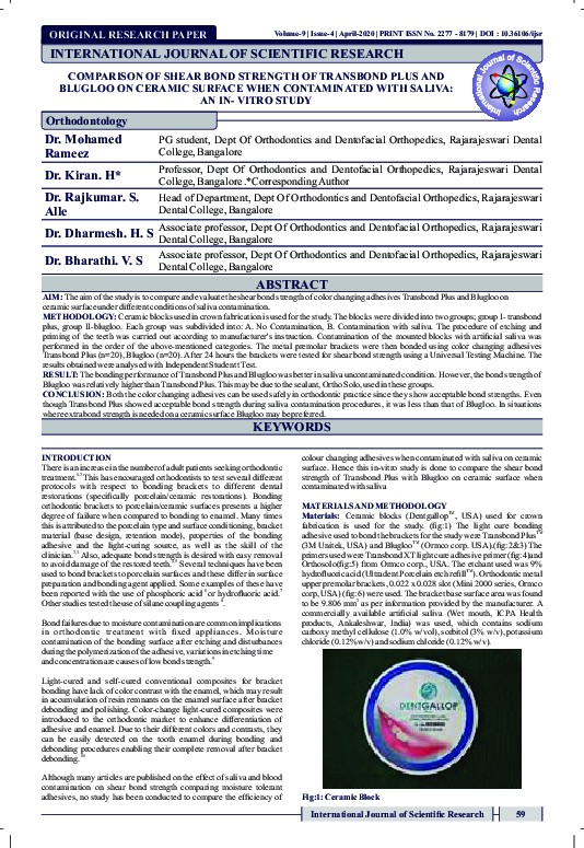 (PDF) Comparison of Shear Bond Strength of Transbond Plus and Blugloo ...