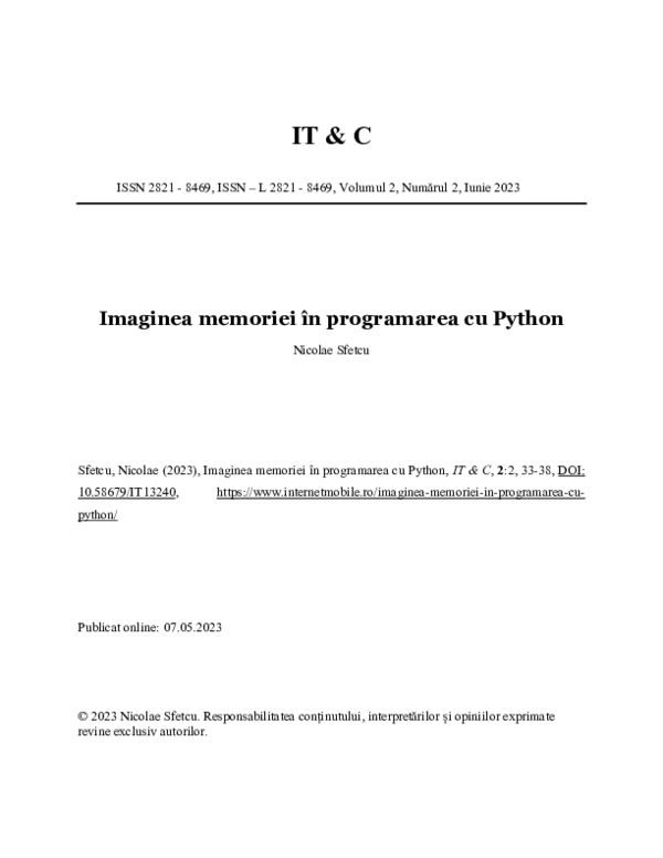 (PDF) Imaginea memoriei în programarea cu Python