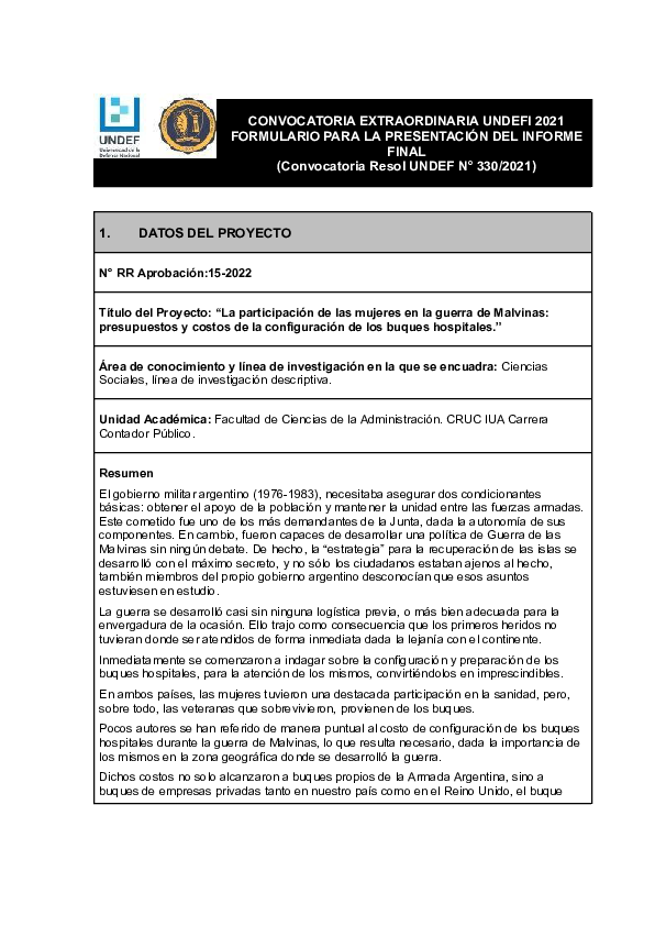 (PDF) Formulario Informe Final Investigación convocatoria extraordinaria UNDEFI 2021