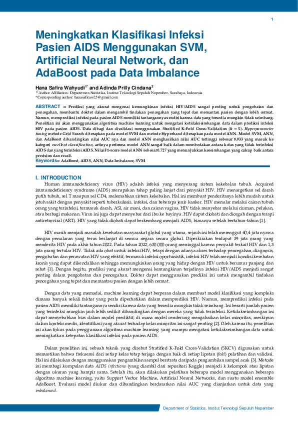 (PDF) Meningkatkan Klasifikasi Infeksi Pasien AIDS Menggunakan SVM, Artificial Neural Network ...