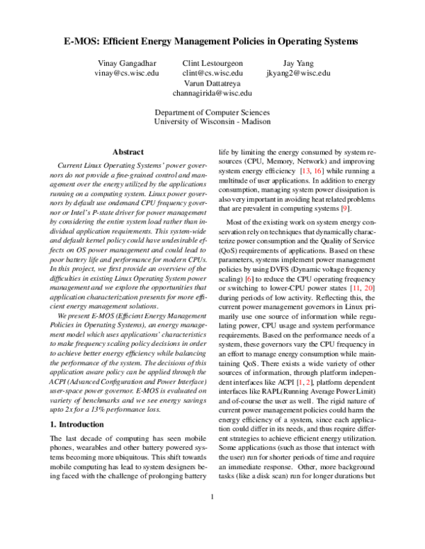 (PDF) E-MOS : Efficient Energy Management Policies in Operating Systems