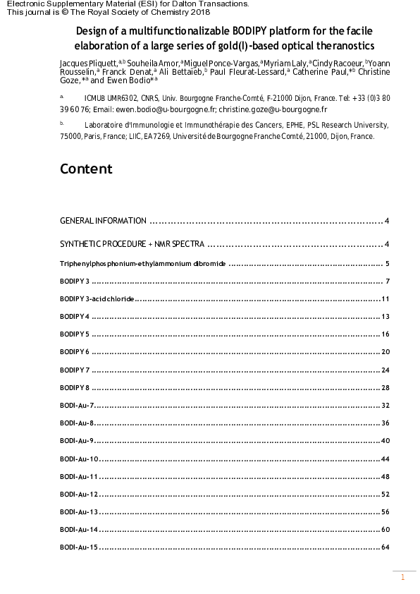 (PDF) Design of a multifunctionalizable BODIPY platform for the facile ...