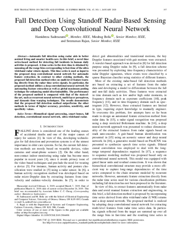 (PDF) Fall Detection Using Standoff Radar-Based Sensing and Deep Convolutional Neural Network