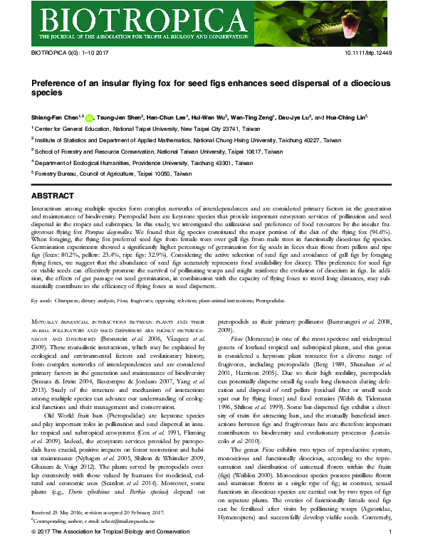 (PDF) Preference of an insular flying fox for seed figs enhances seed ...