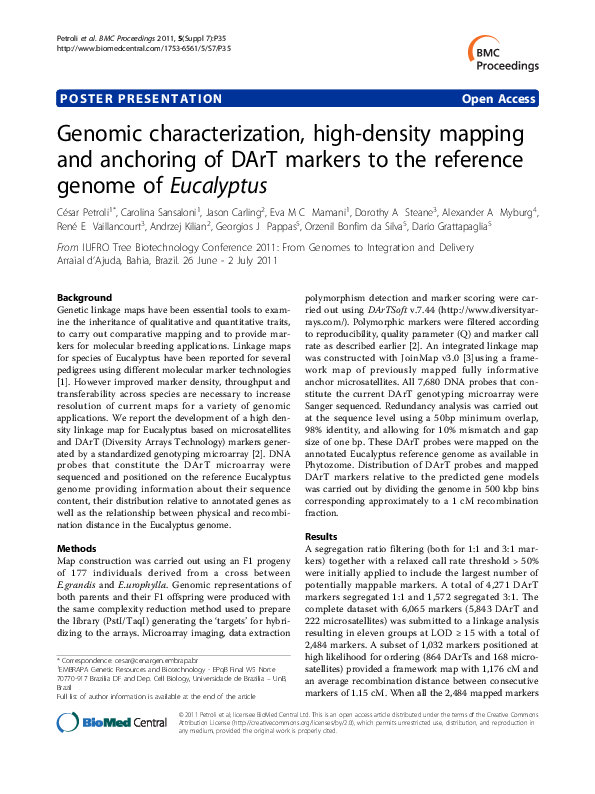 (PDF) Genomic characterization, high-density mapping and anchoring of DArT markers to the ...