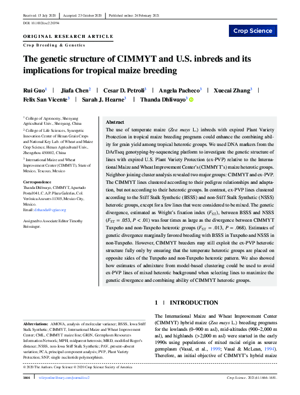 (PDF) The genetic structure of CIMMYT and U.S. inbreds and its ...