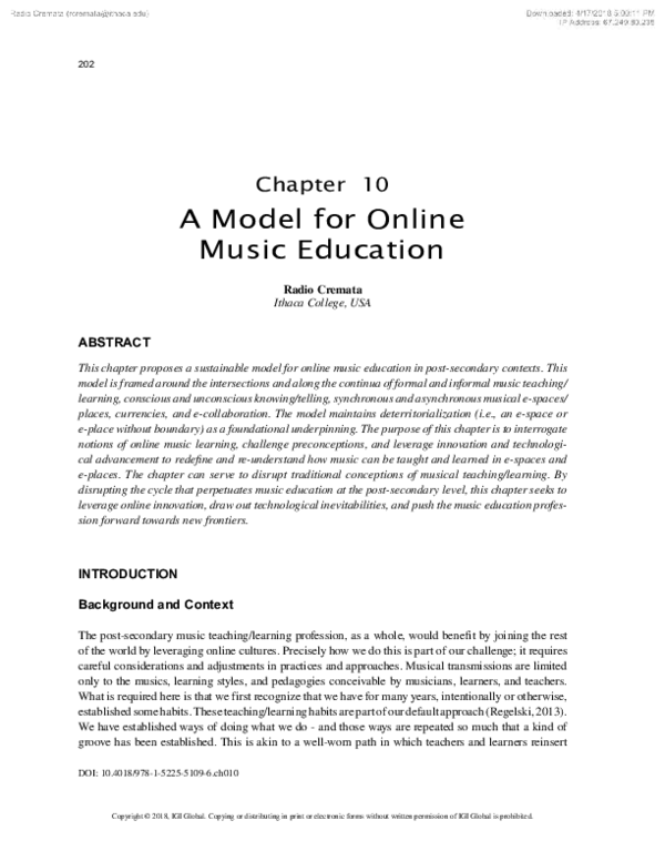 (PDF) A Model for Online Music Education