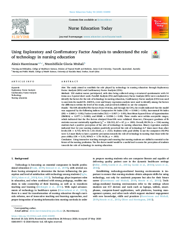 (PDF) Using Exploratory and Confirmatory Factor Analysis to Measure ...