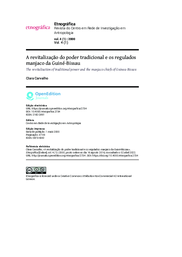 (PDF) A revitalização do poder tradicional e os regulados manjaco da ...