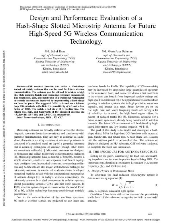 (PDF) Design and Performance Evaluation of a Hash-Shape Slotted Microstrip Antenna for Future ...
