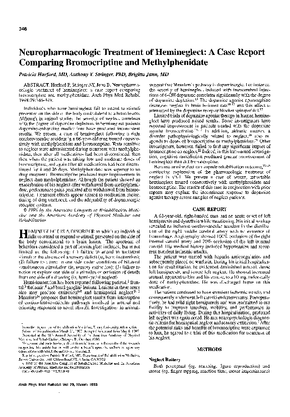 (PDF) Neuropharmacologic treatment of hemineglect: A case report ...